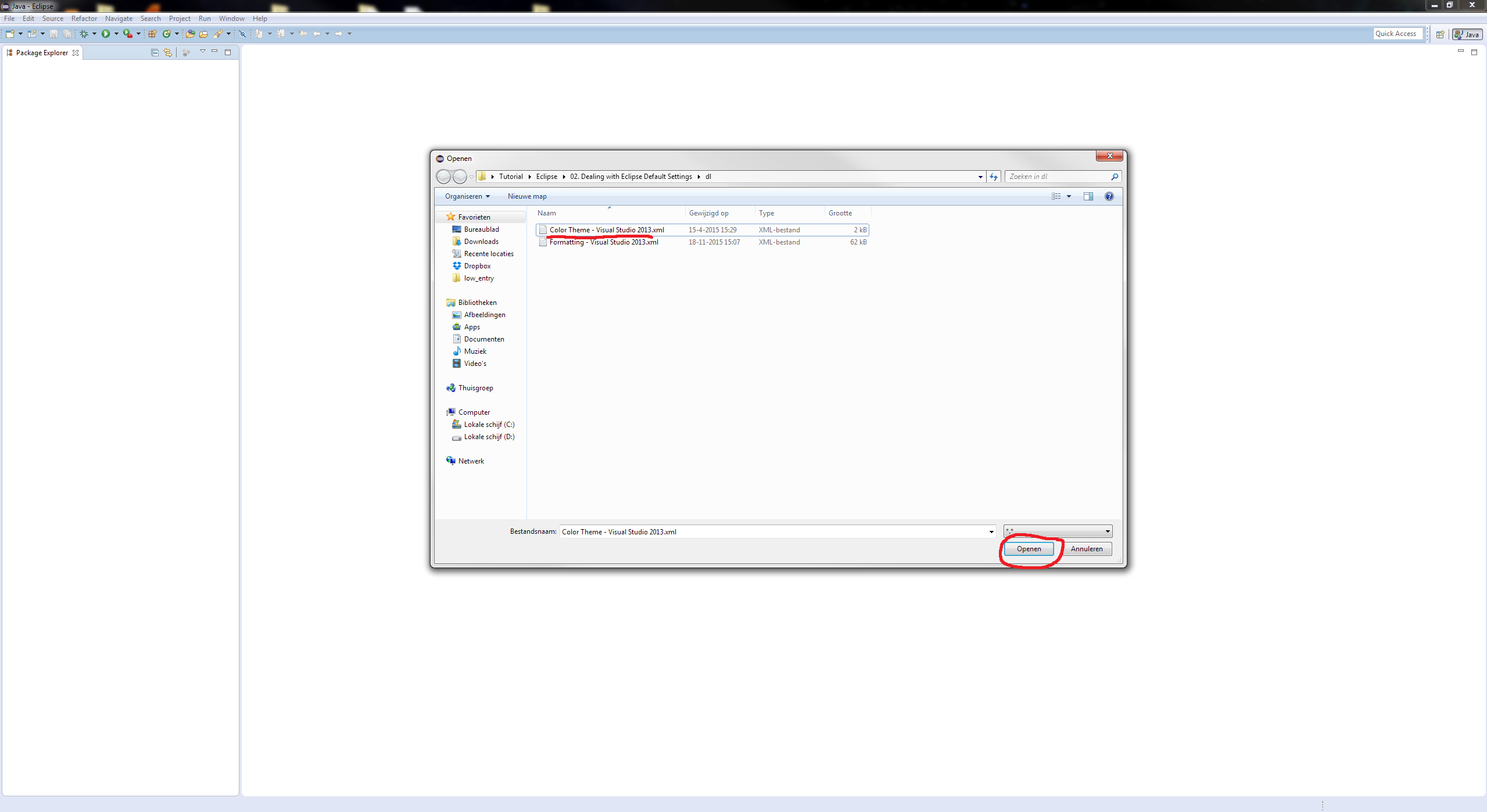 Download this theme and select it with the Eclipse file selector.