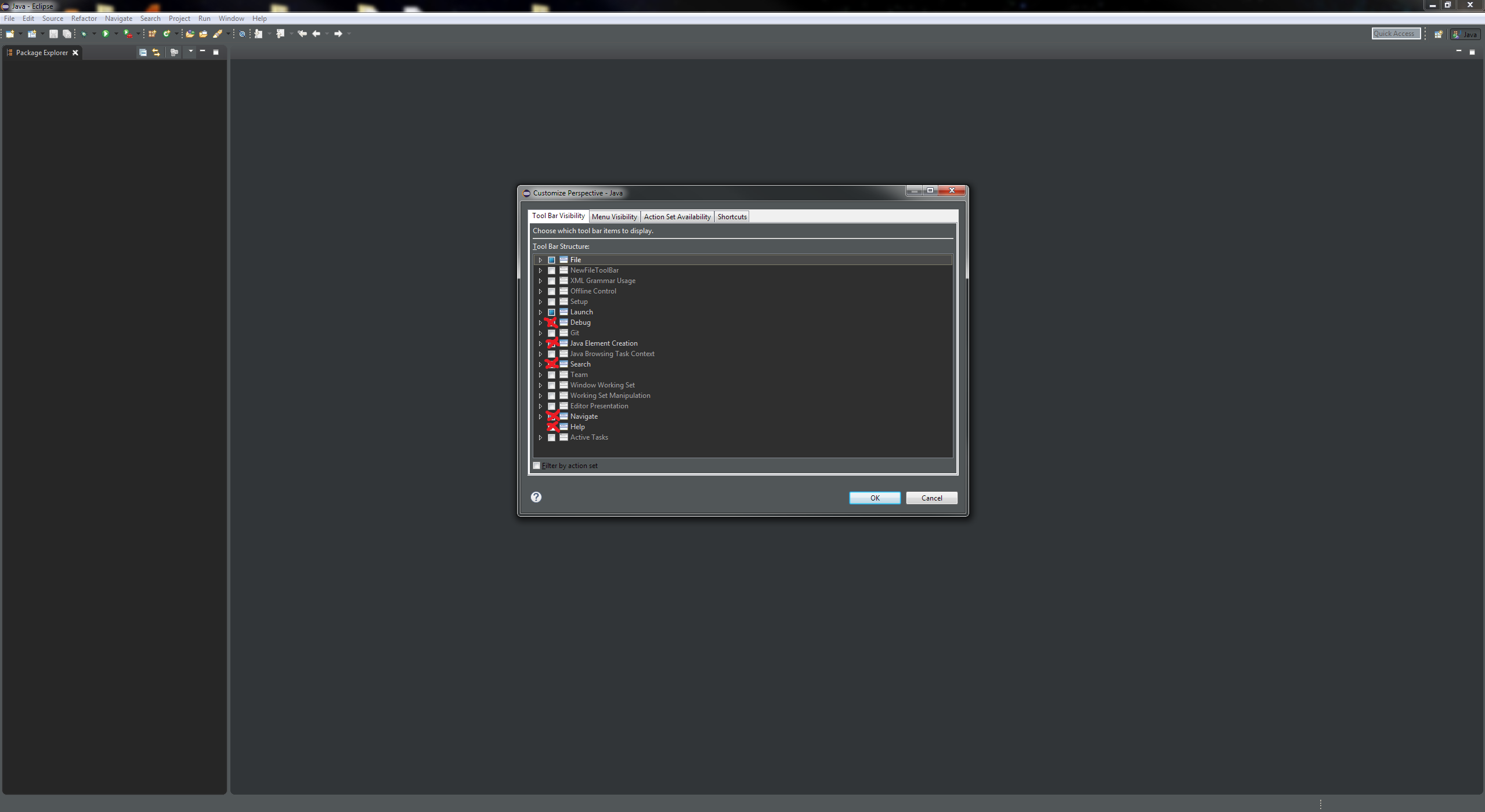 Unselect the items crossed off in the image.