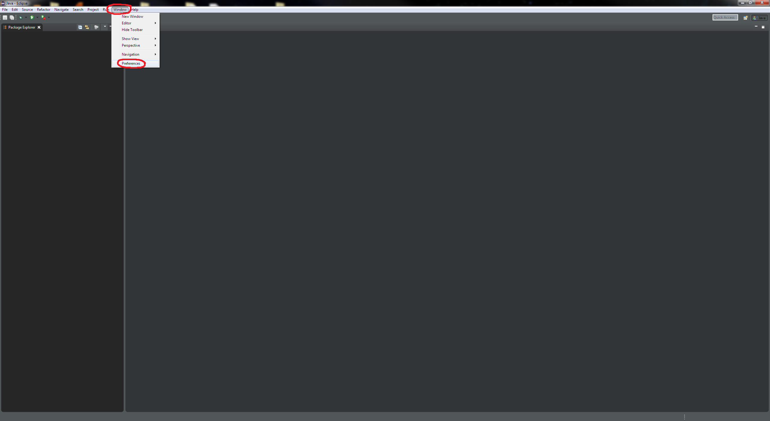 Press [Window] and [Preferences].